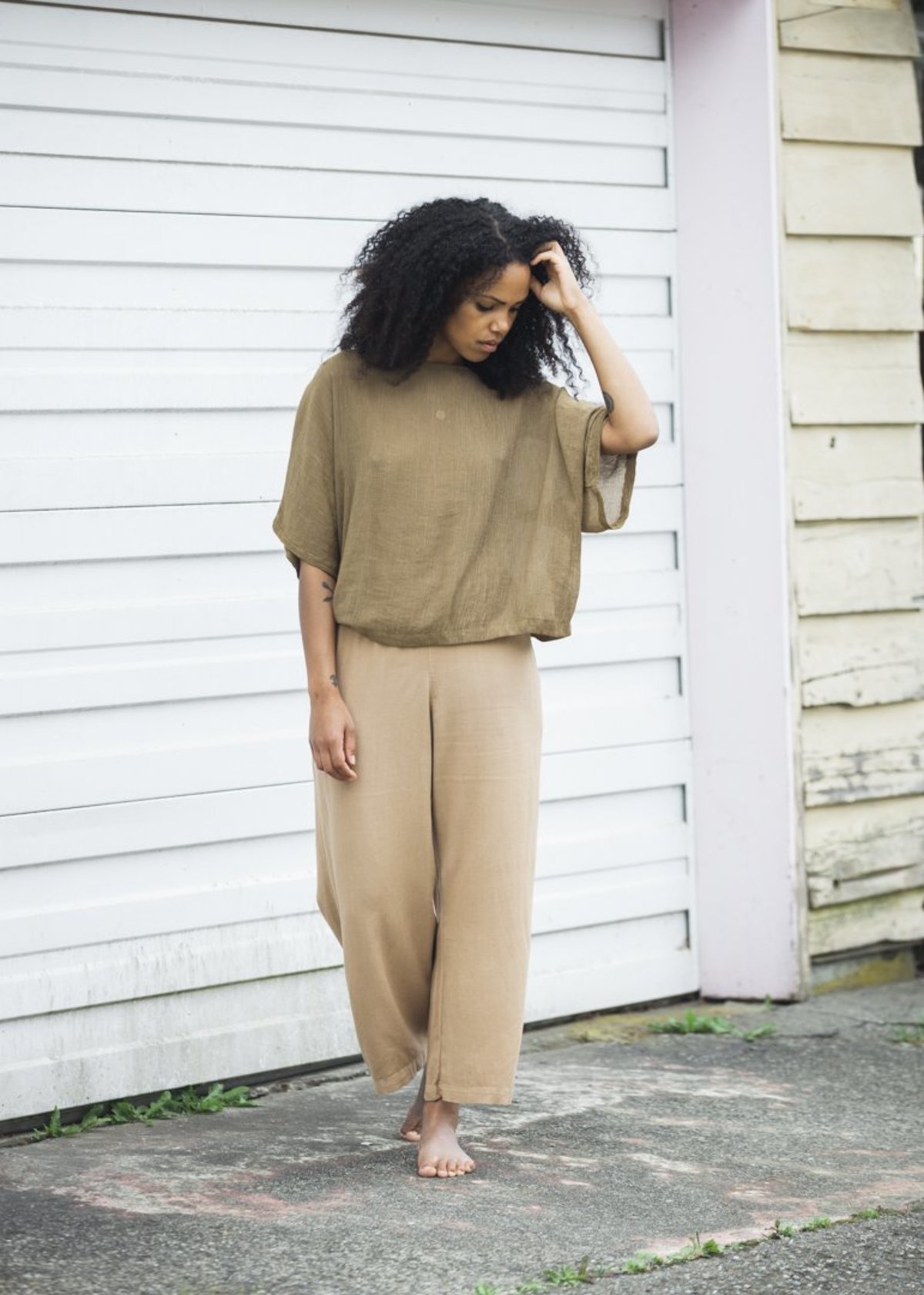 Black Crane Crape Box Top - Coffee | Garmentory