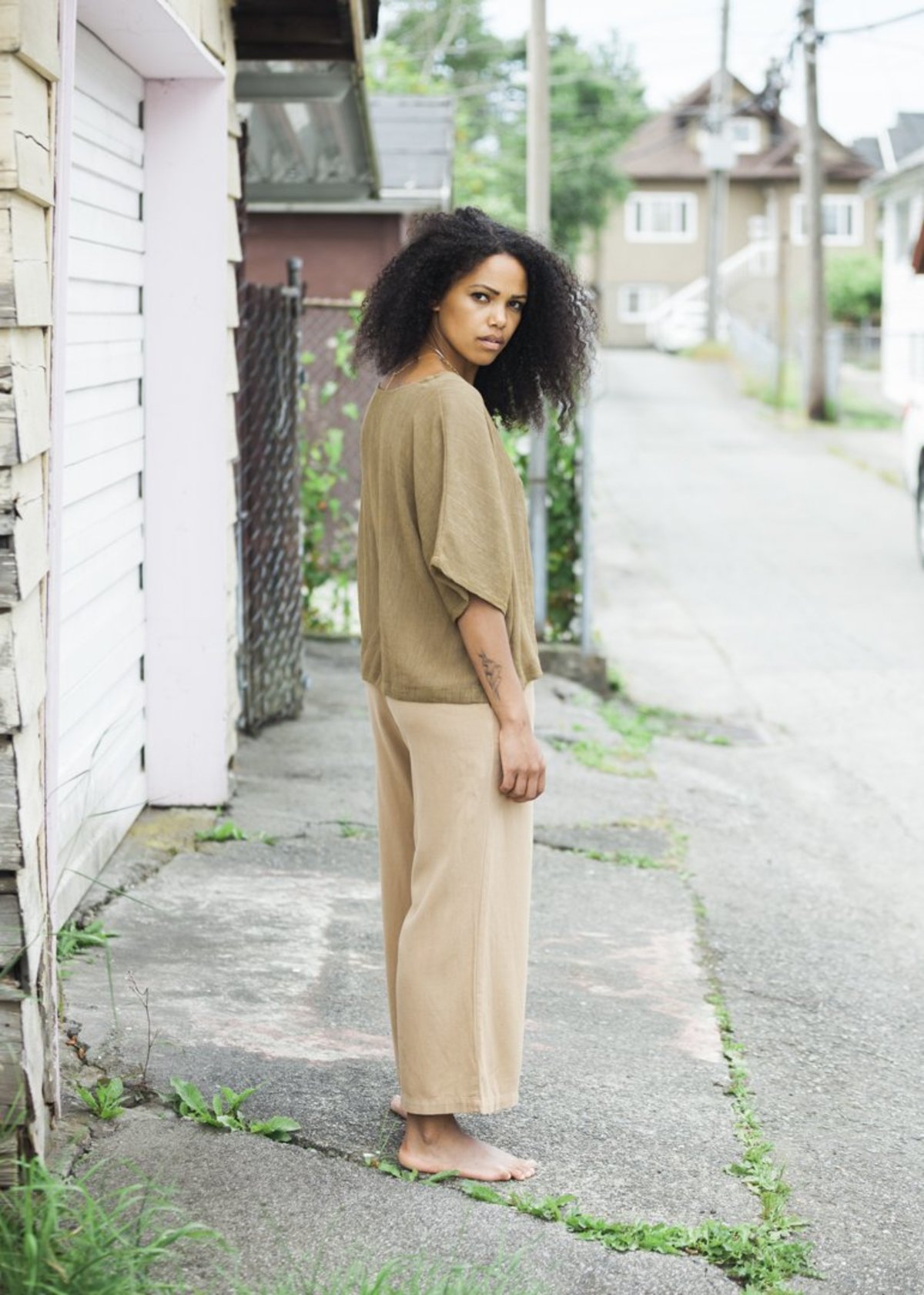 Black Crane Crape Box Top - Coffee | Garmentory