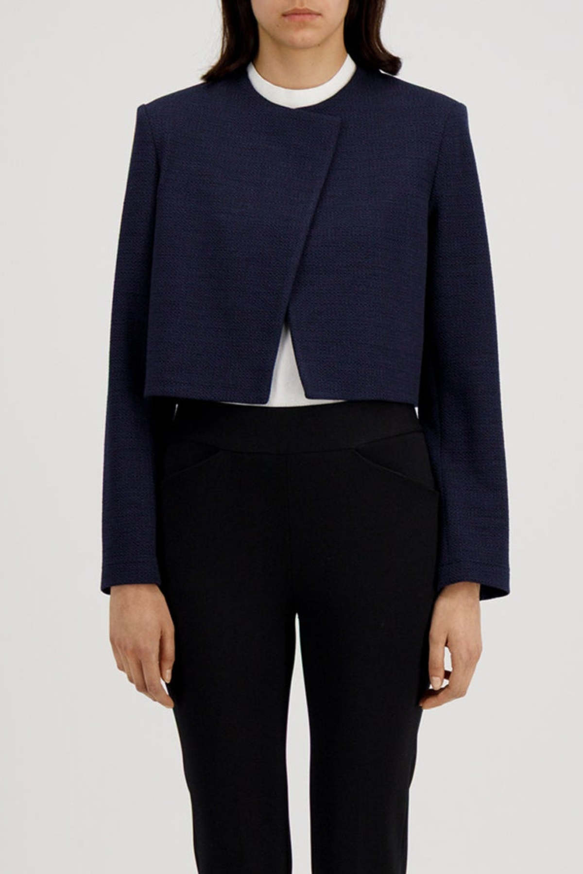 Harris Wharf London Wool Bolero Jacket - Dark Blue | Garmentory
