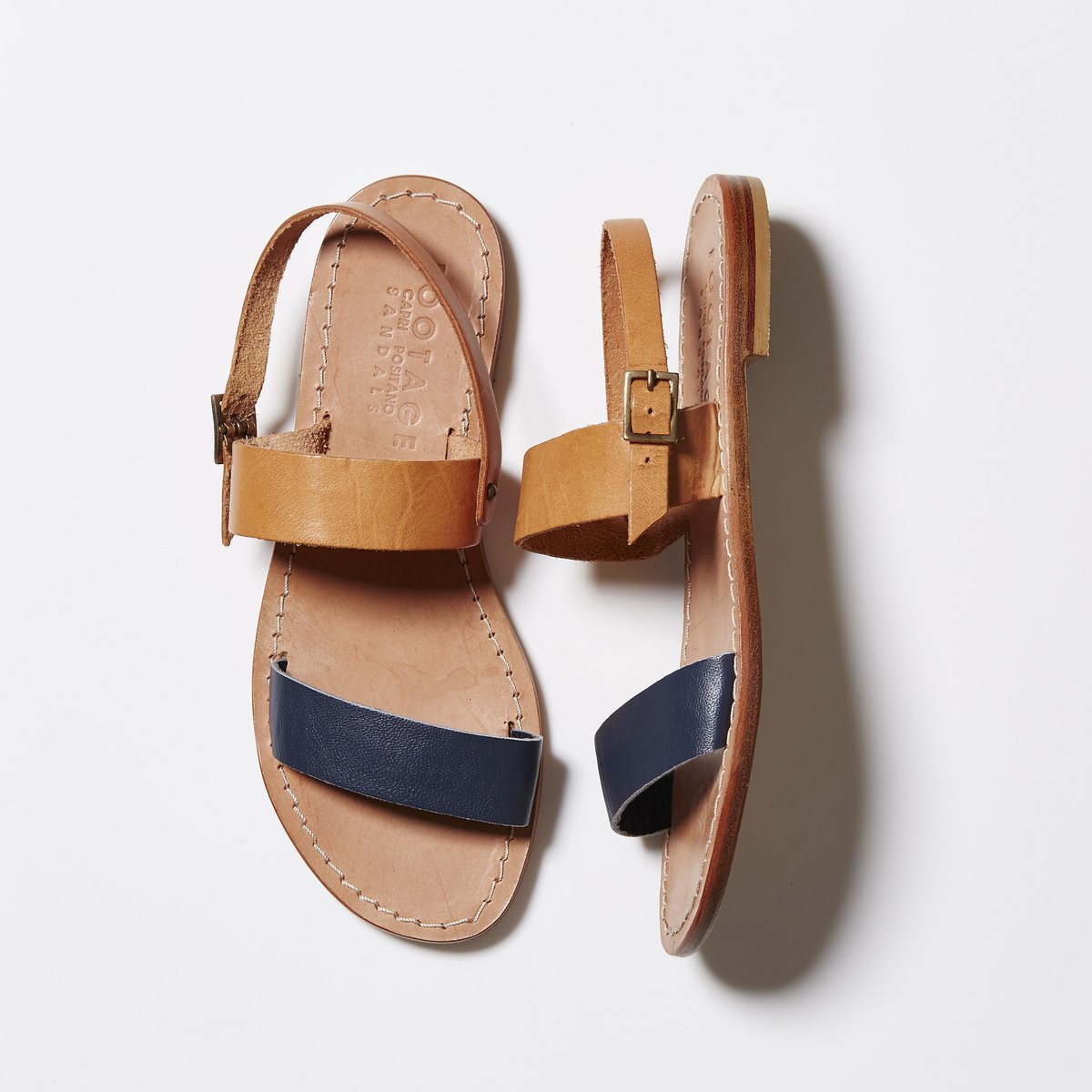 Capri Positano Double Band Sandal - Navy/Natural | Garmentory