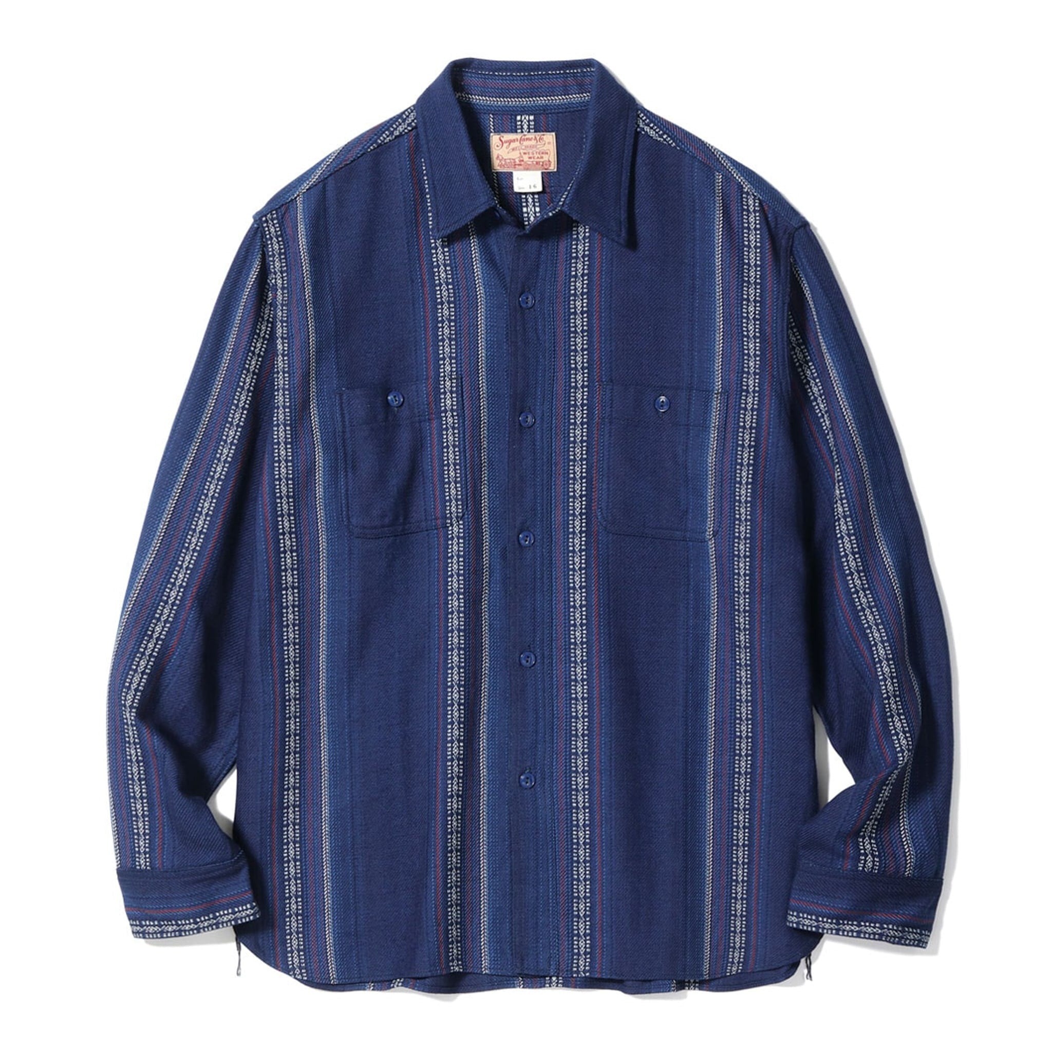 Sugar Cane SC29579 Southwestern Indigo Dobby Work Shirt | Garmentory