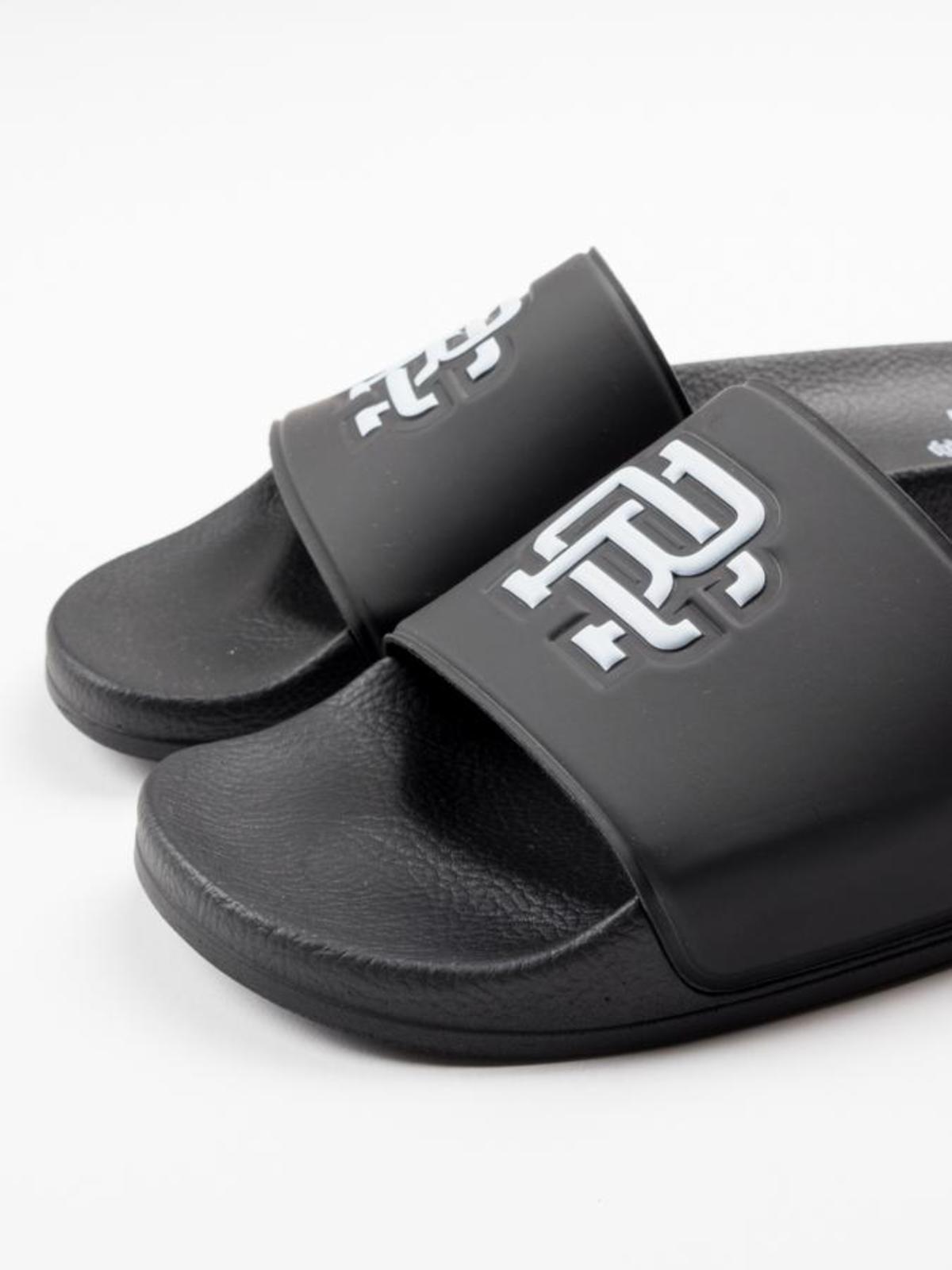 Unisex Reigning Champ RC Monogram Slides - Black/White | Garmentory