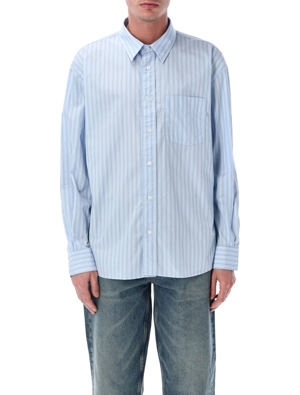 Sunflower New Base Cotton Stripe Shirt - Light Blue Stripes | Garmentory