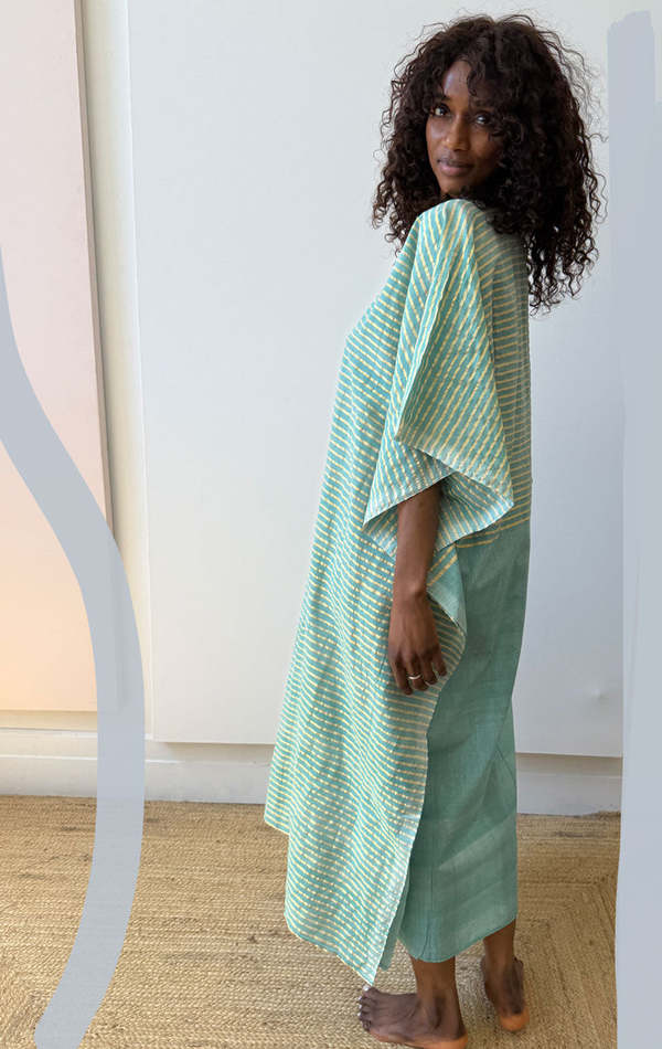 Two Metallic Stripe Caftan | Garmentory