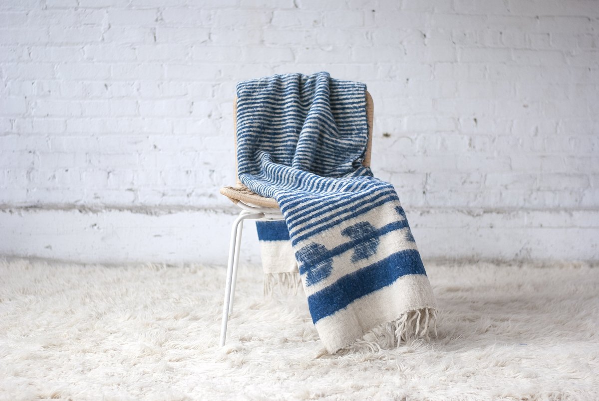 Momo Indigo Wool Blanket | Garmentory