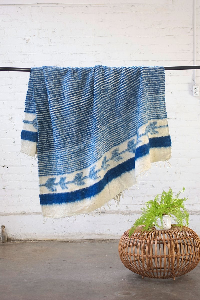 Momo Indigo Wool Blanket | Garmentory