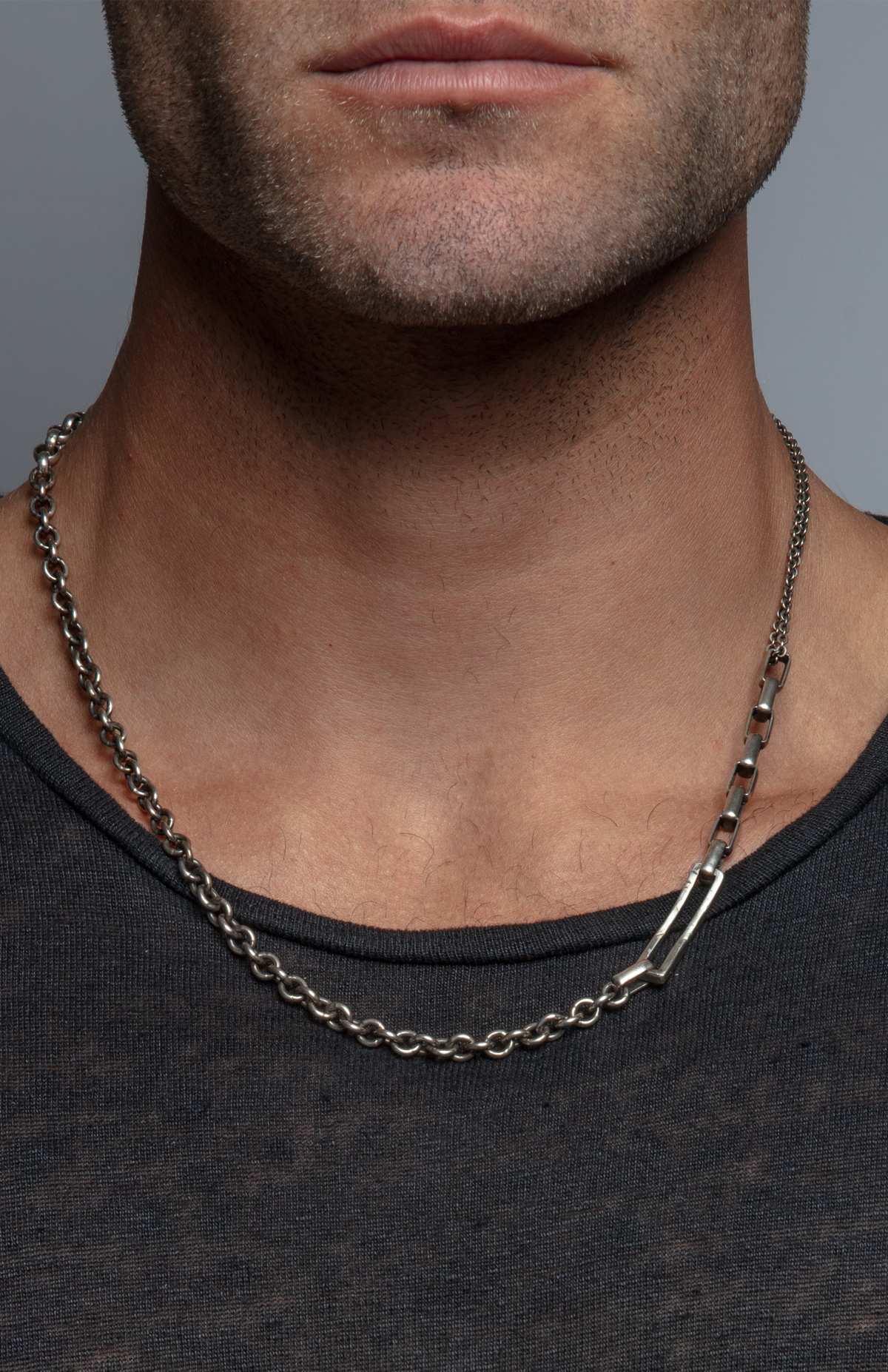 titleofwork Mixed Chain / Distressed Bar Necklace 187 | Garmentory