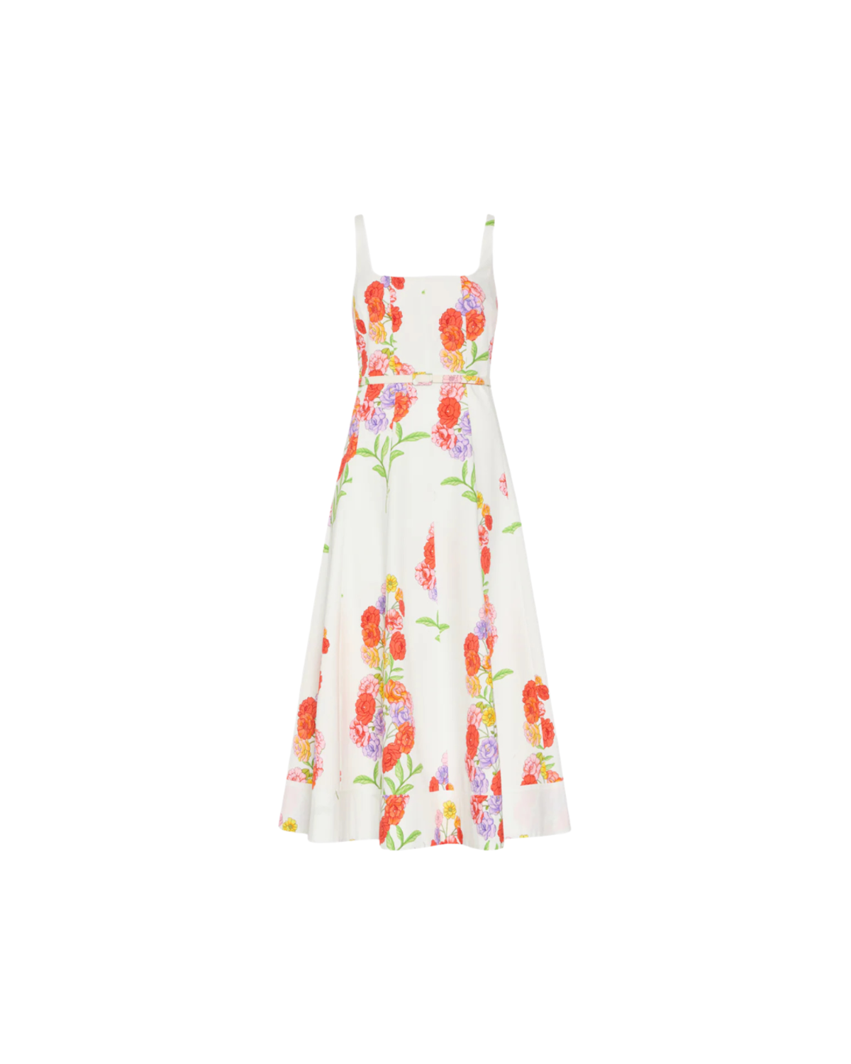 Milly Nia Printed Midi Dress - White Multi | Garmentory