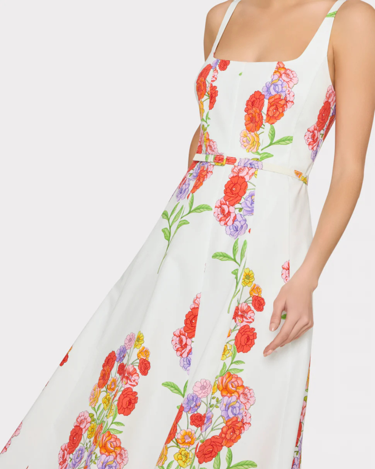 Milly Nia Printed Midi Dress - White Multi | Garmentory