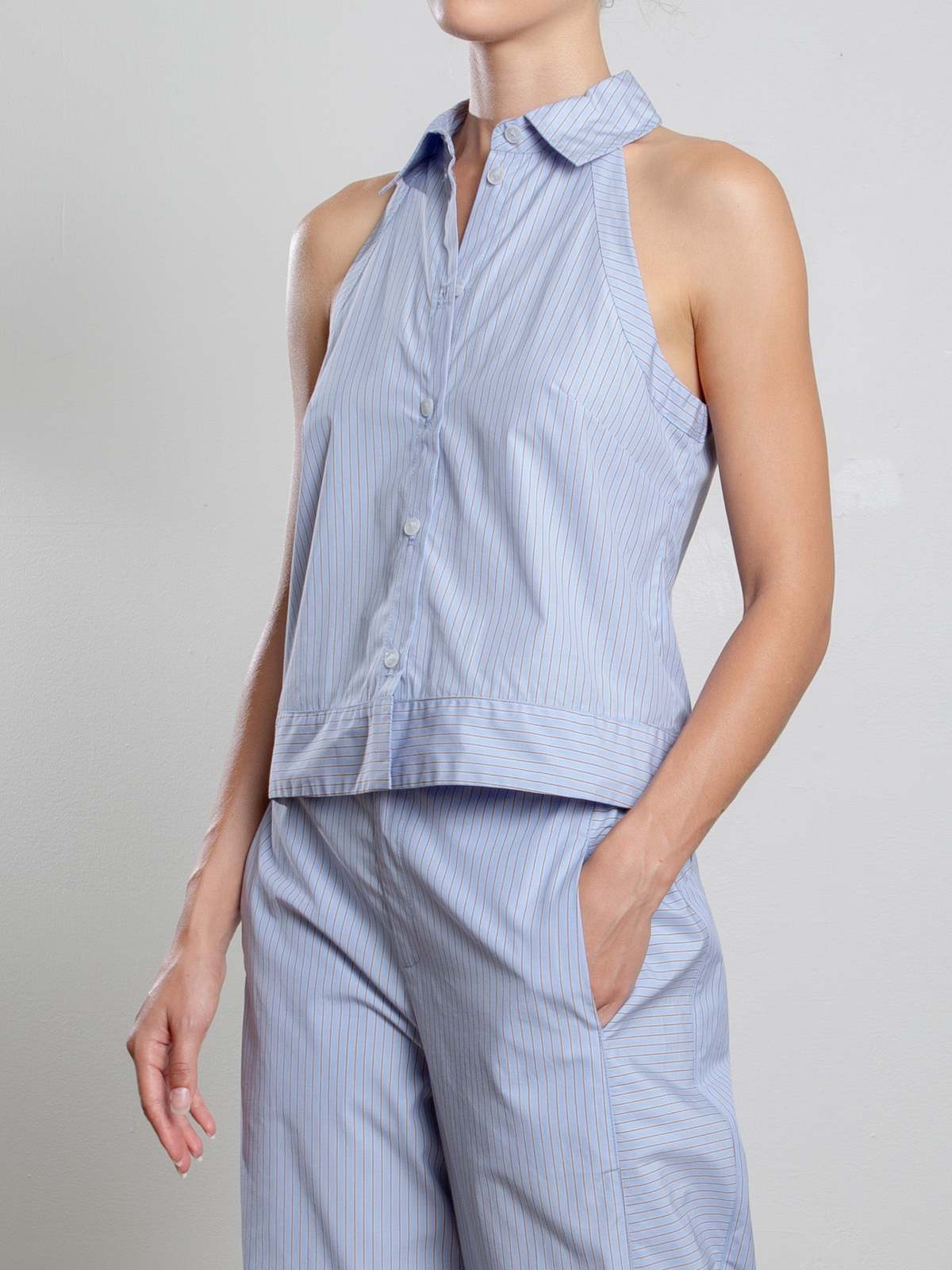 Pharaoh Atlas Halter Top - Cotton Stripe | Garmentory