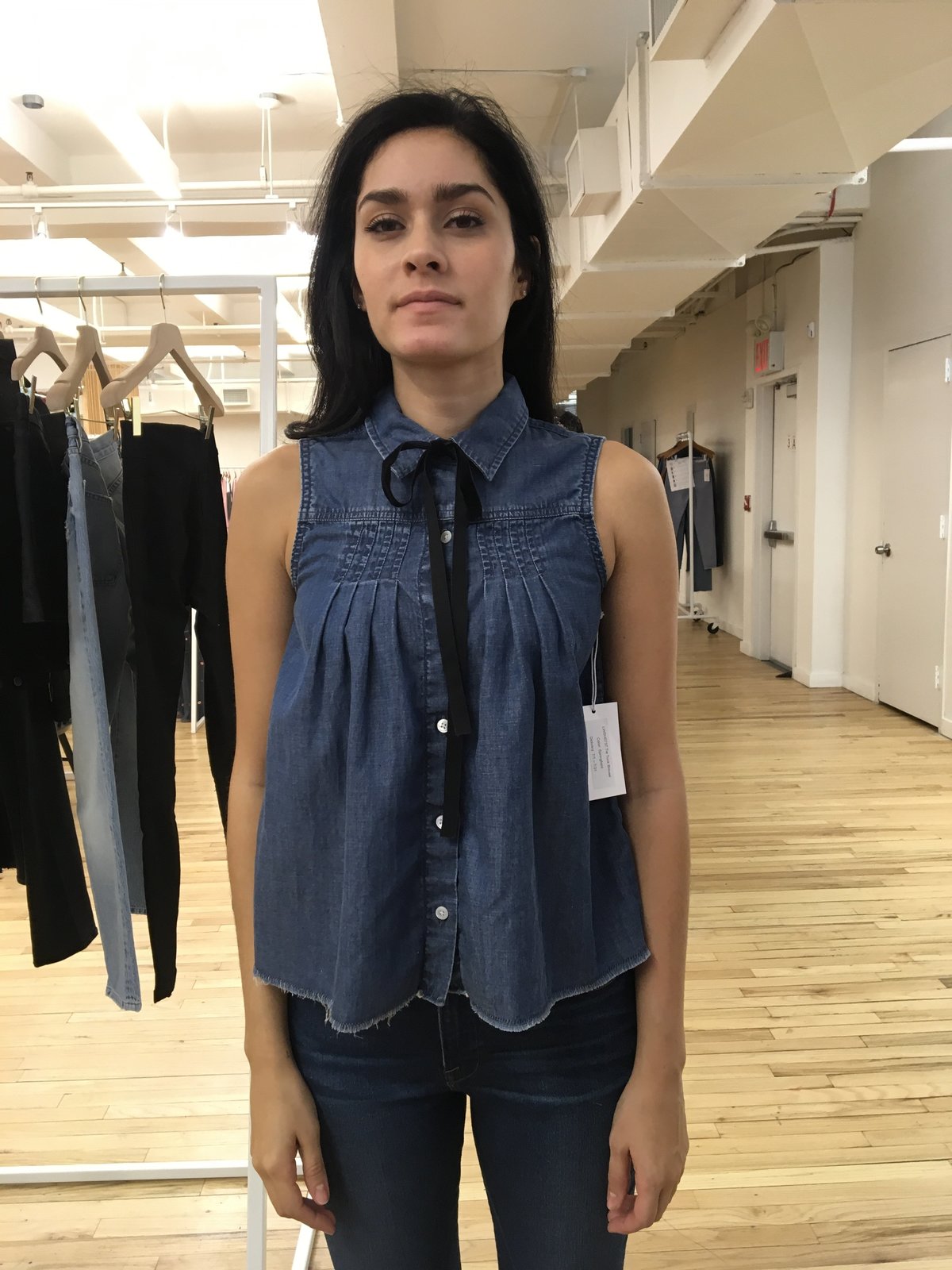 FRAME Denim Tie Tuck Blouse | Garmentory