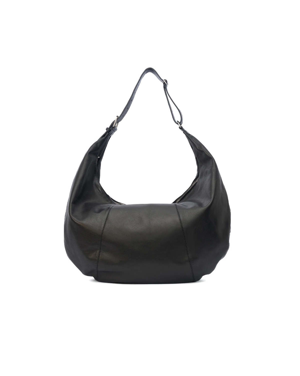Yoke Calf Leather Circle Bag - Black | Garmentory