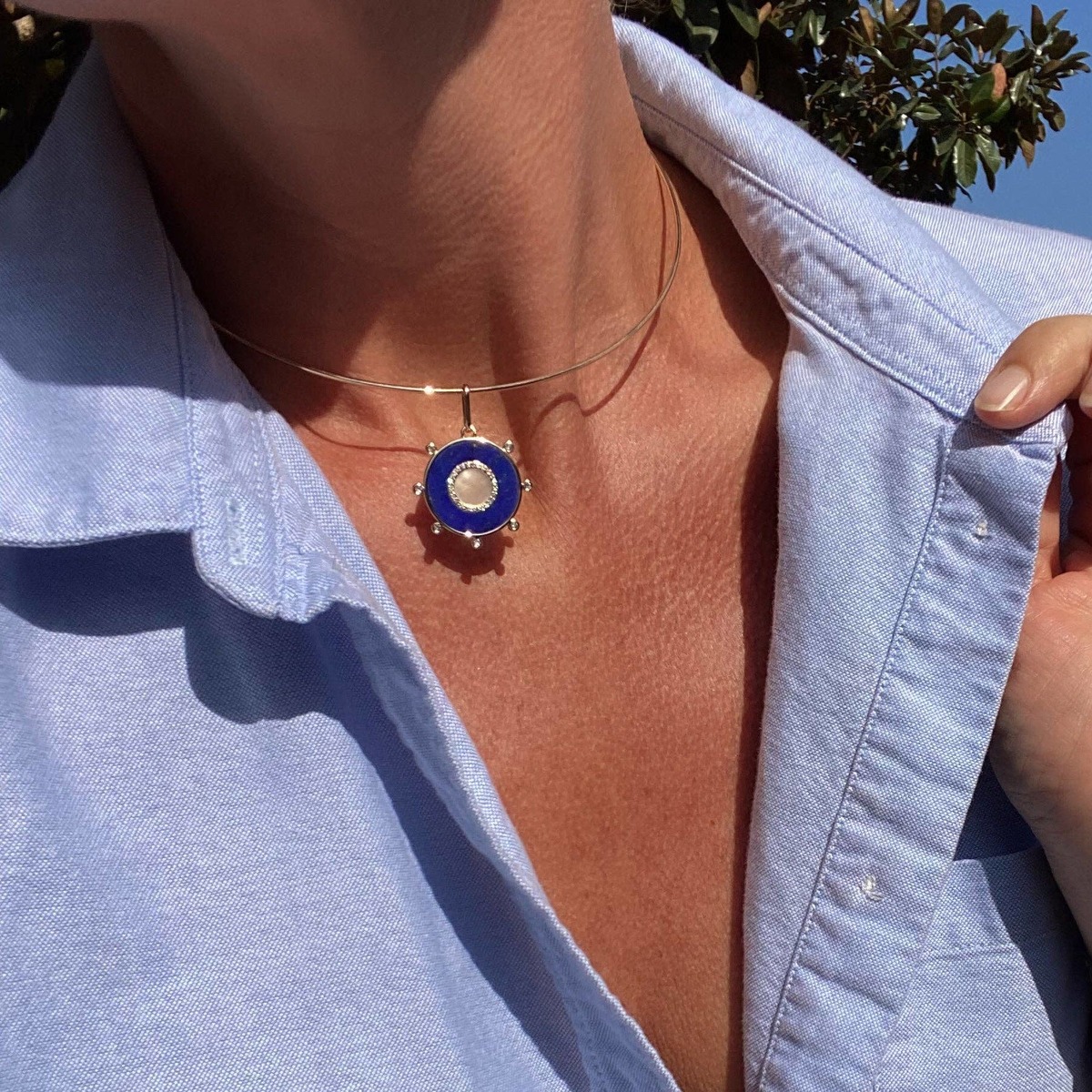 Thatch Soleil Lapis and Mother of Pearl Charm | Garmentory