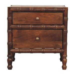 Expo Bazaar Solid Wood Bamboo Framed 2 Drawer Bedside Table - Brown ...