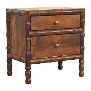 Expo Bazaar Solid Wood Bamboo Framed 2 Drawer Bedside Table - Brown ...