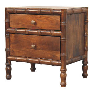 Expo Bazaar Solid Wood Bamboo Framed 2 Drawer Bedside Table - Brown ...