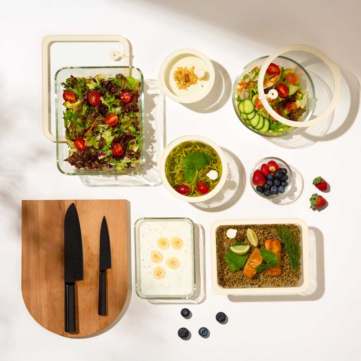 KooK Kitchenware Glass Storage Container Set With Lids Rectangular Set ...
