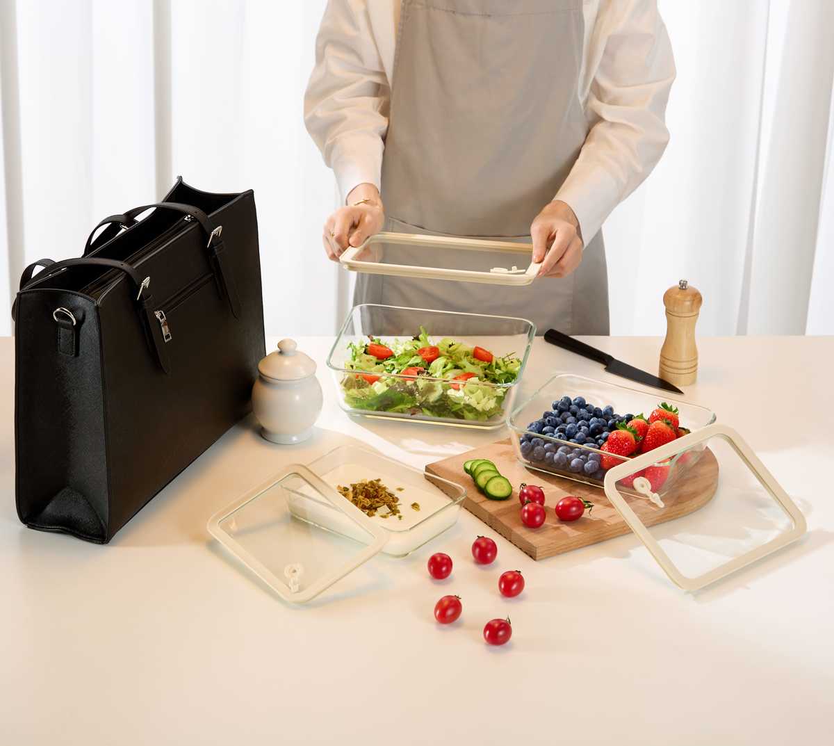 KooK Kitchenware Glass Storage Container Set With Lids Rectangular Set ...