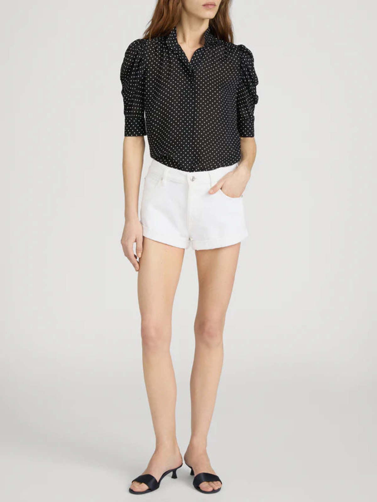 FRAME Denim The Houndstooth Gillian Top - Black Multi | Garmentory