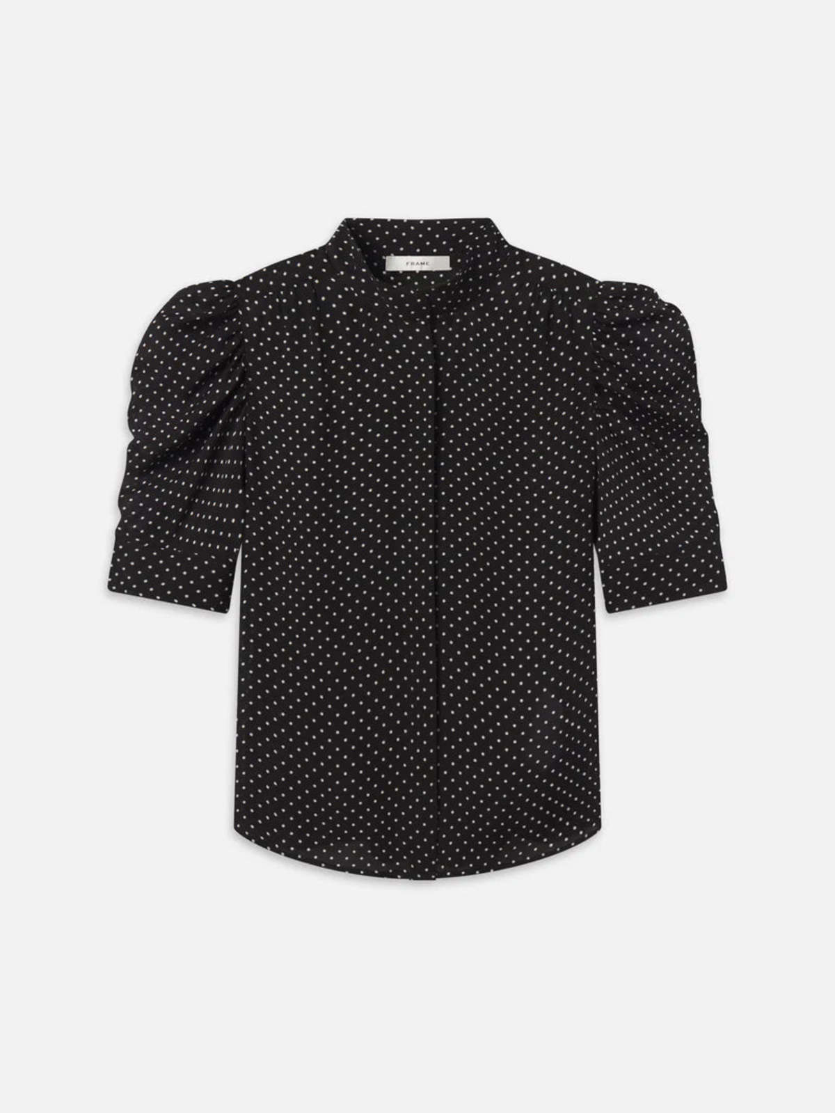 FRAME Denim The Houndstooth Gillian Top - Black Multi | Garmentory