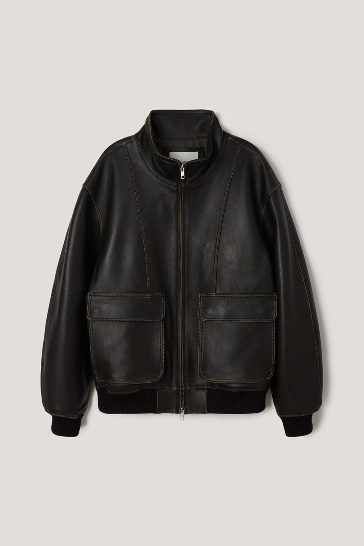 Dunst Stand Collared Leather Blouson - Brushed Black | Garmentory