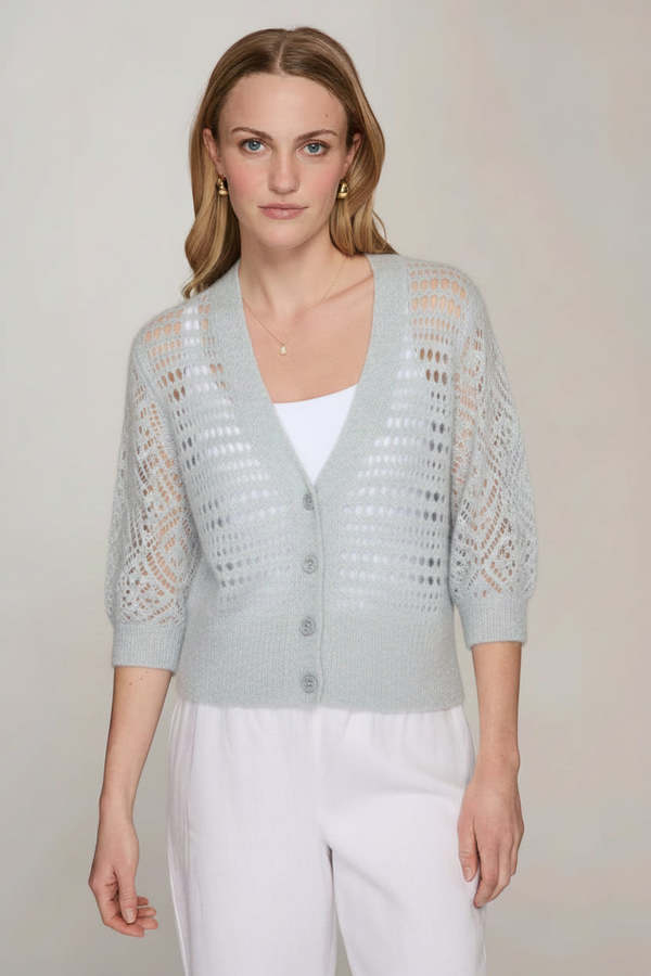 Autumn Cashmere Mixed Pointelle Cardigan | Garmentory