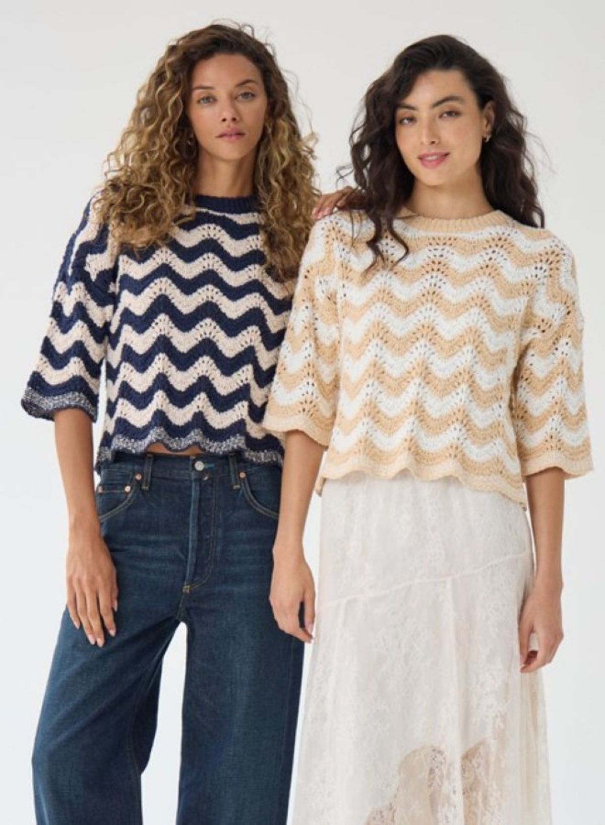Autumn Cashmere Zig Zag Stitch Crew With Scallop Edge Sweater | Garmentory