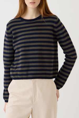 demylee Melina Navy Stripe Sweater - Navy / Loden | Garmentory