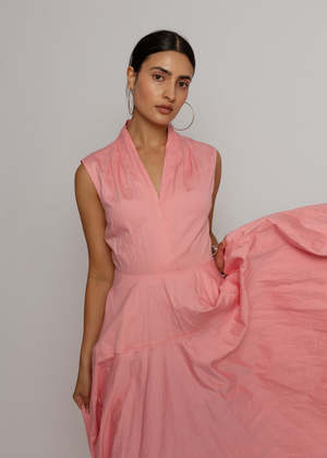 Mantu Metallic Cotton Sleeveless Dress - Pink | Garmentory