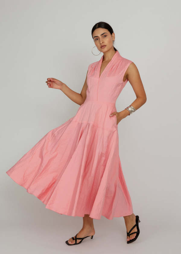 Mantu Metallic Cotton Sleeveless Dress - Pink | Garmentory