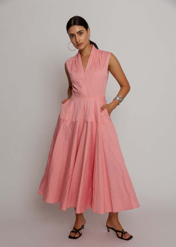 Mantu Metallic Cotton Sleeveless Dress - Pink | Garmentory