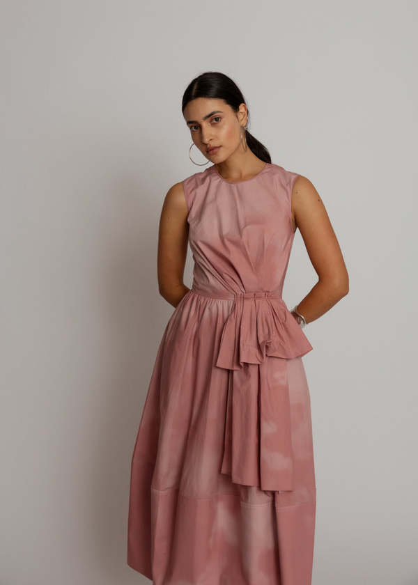 Mantu Printed Faded Poplin Dress - Pink | Garmentory