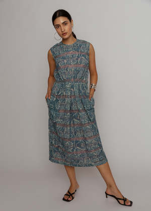 Odeeh Floral Printed Lace Dress - Cerulean | Garmentory