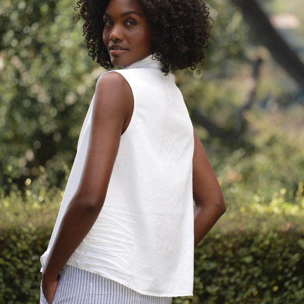 Frank & Eileen Olivia Popover Tank - White Tattered Denim | Garmentory
