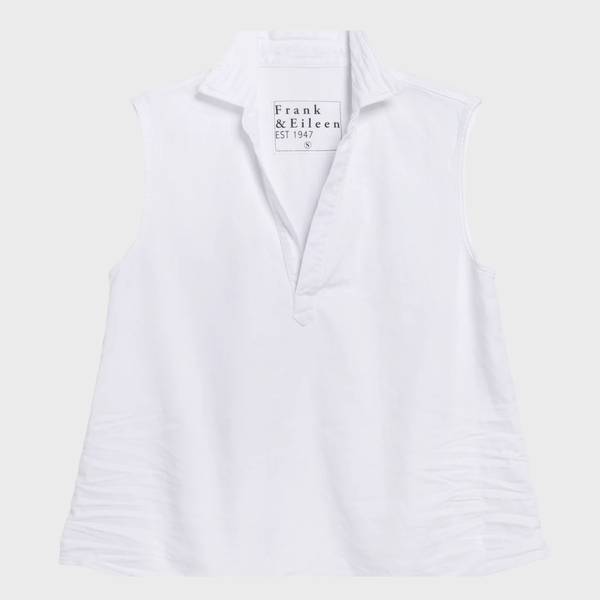 Frank & Eileen Olivia Popover Tank - White Tattered Denim | Garmentory