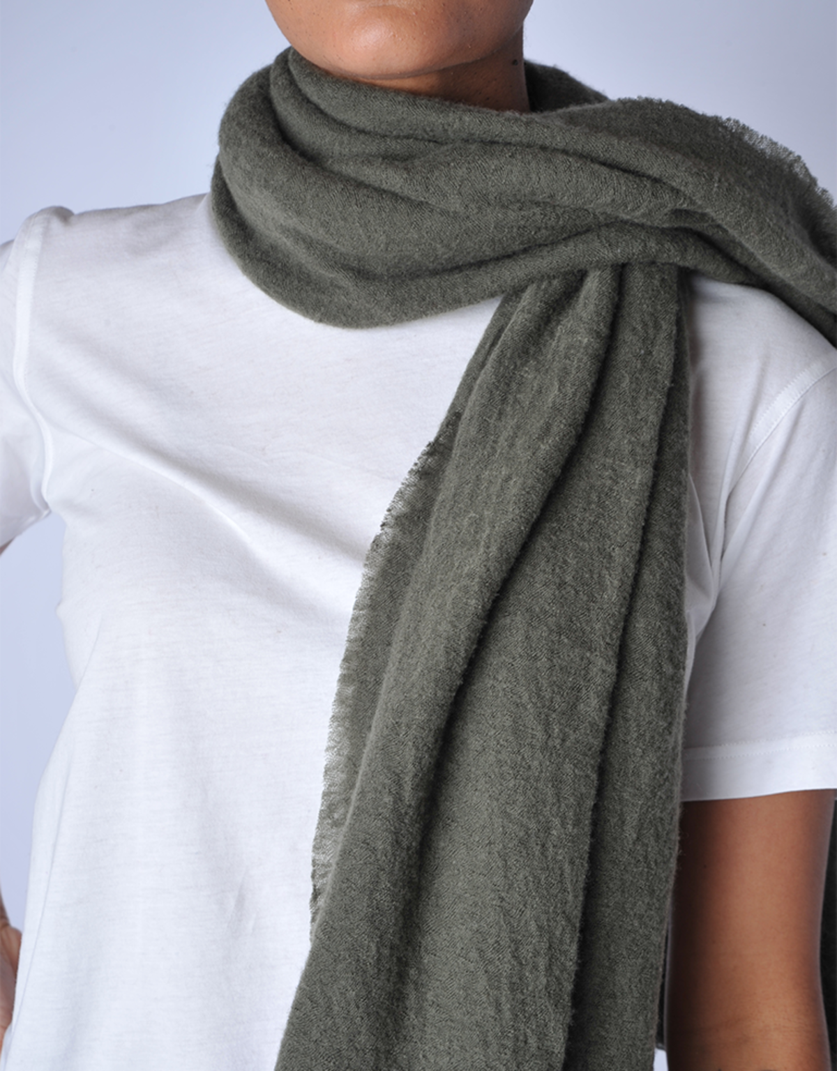 Botto Giuseppe Classic Knit Cashmere Stole - Olive | Garmentory