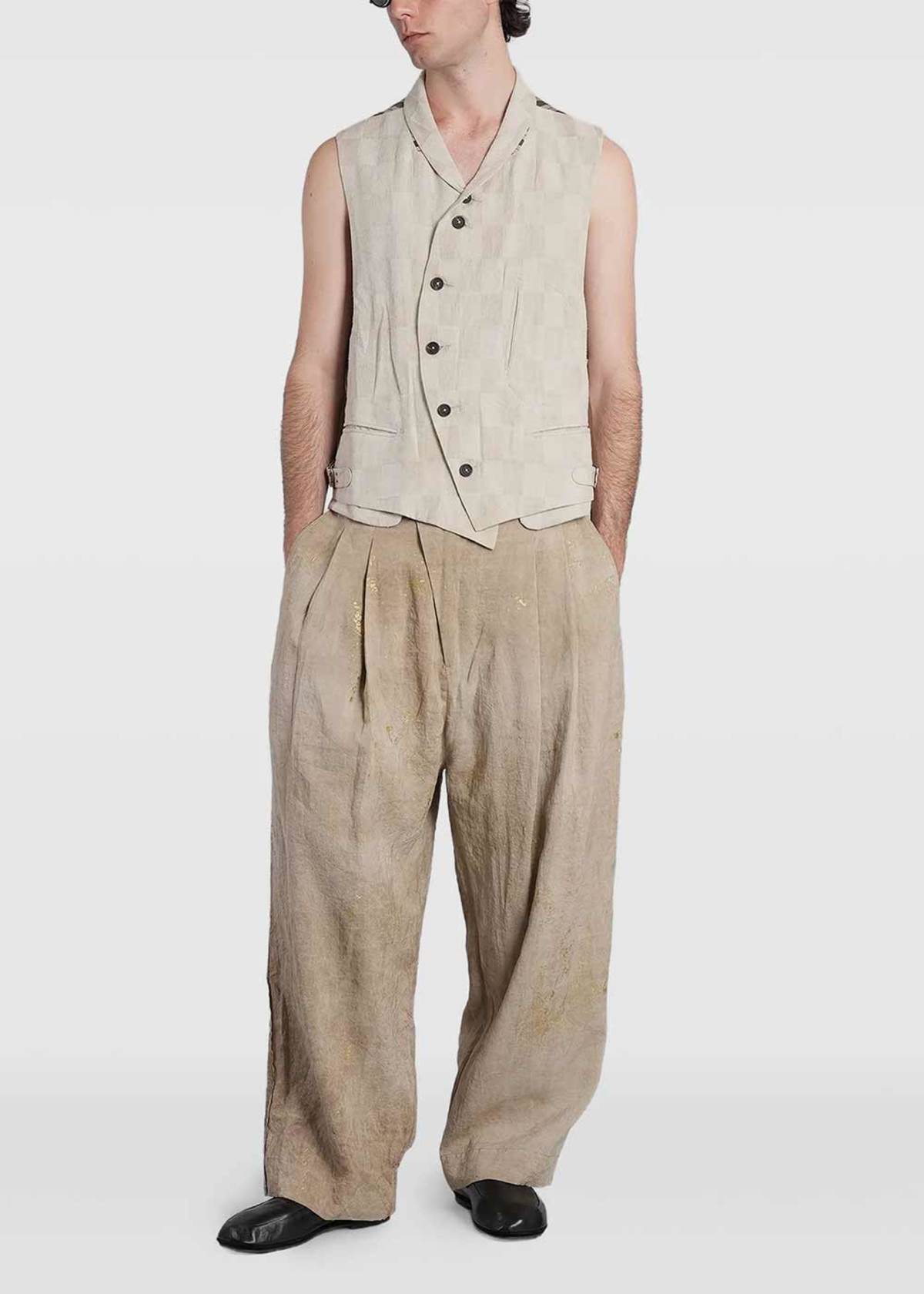 Ziggy Chen Asymmetric Shawl Collar Gilet - White | Garmentory