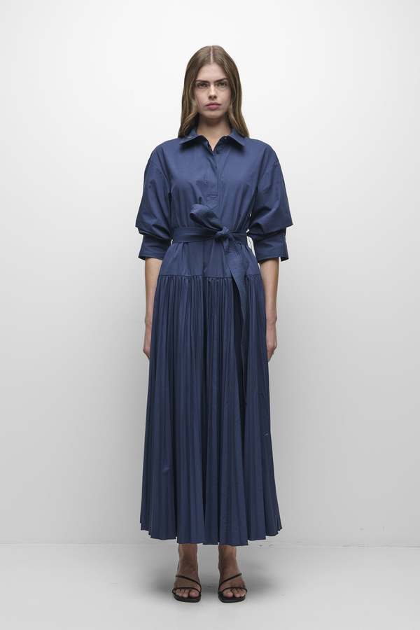 Jonathan Simkhai Arlo Belted Cotton Maxi Dress - Midnight | Garmentory