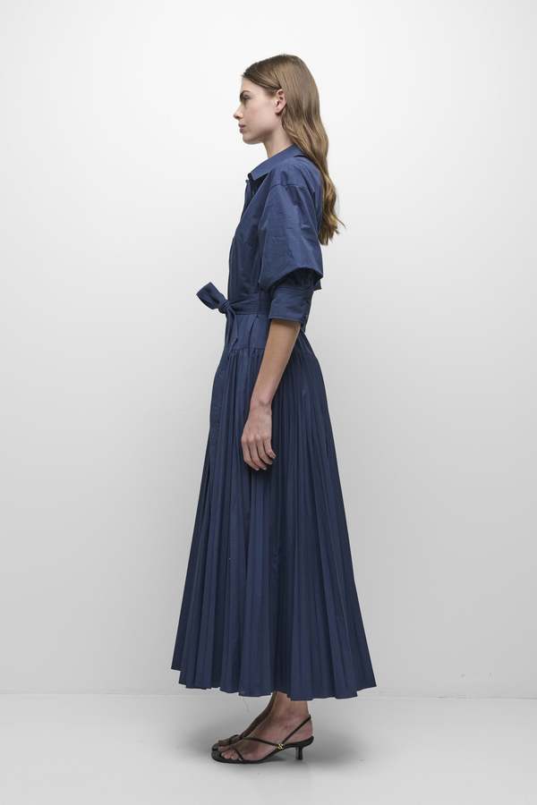 Jonathan Simkhai Arlo Belted Cotton Maxi Dress - Midnight | Garmentory