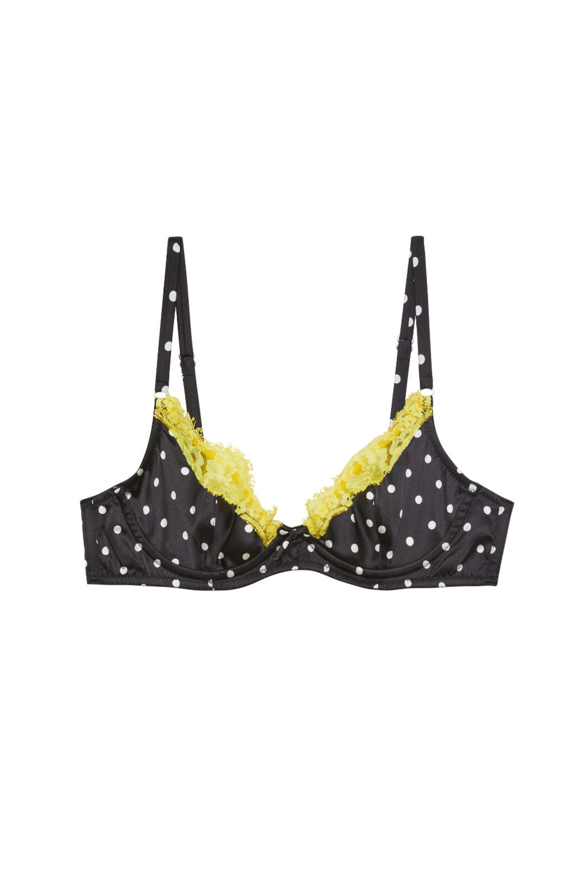 Fleur du Mal Juliet Lace Slip Demi Bra - Small Black Dot | Garmentory