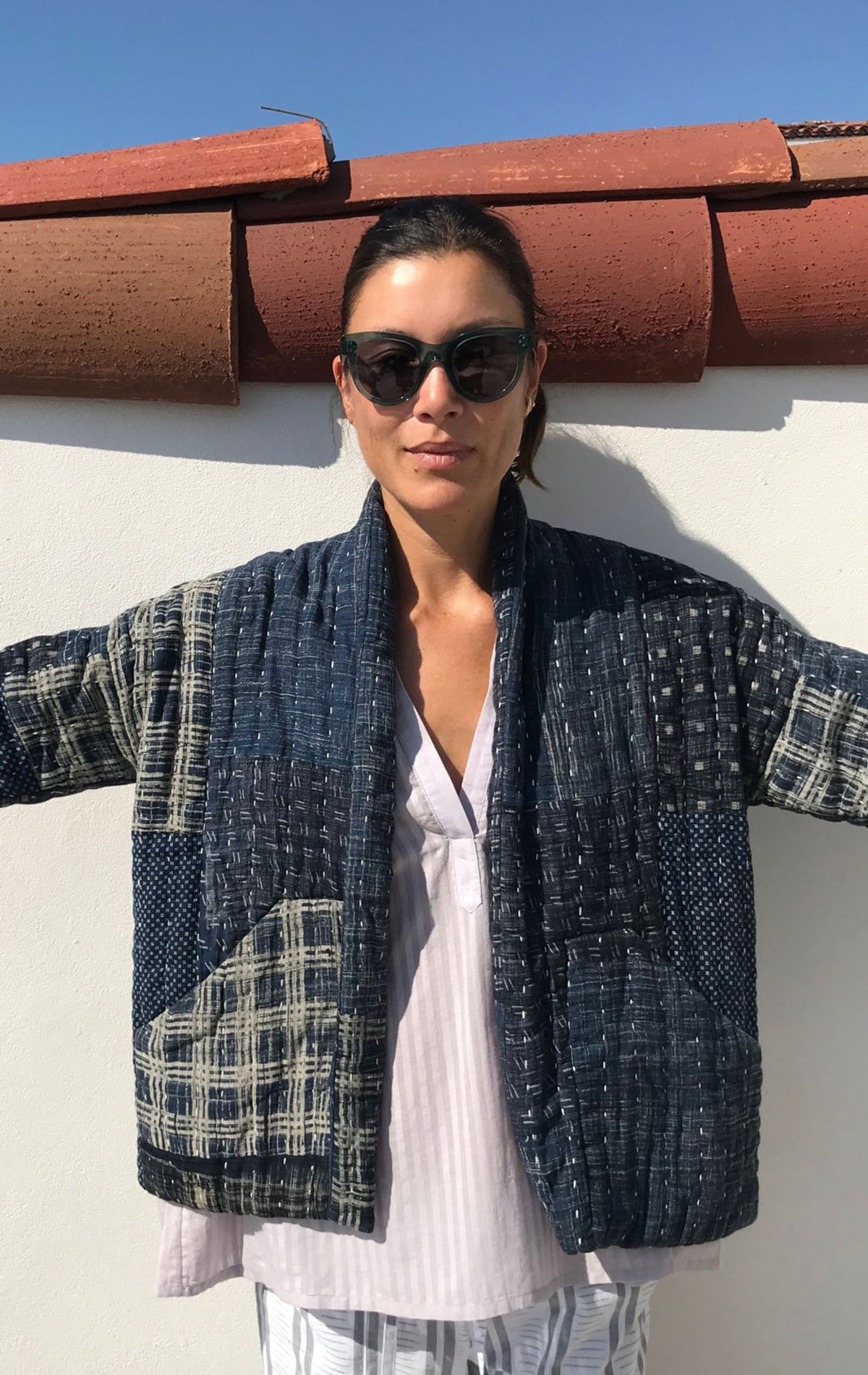 Neeru Kumar Patchwork Kantha Jacket - Indigo | Garmentory