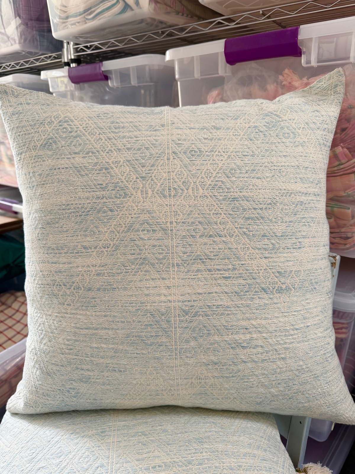 Archive New York Nahuala Faded Light Blue Brocade Pillow | Garmentory