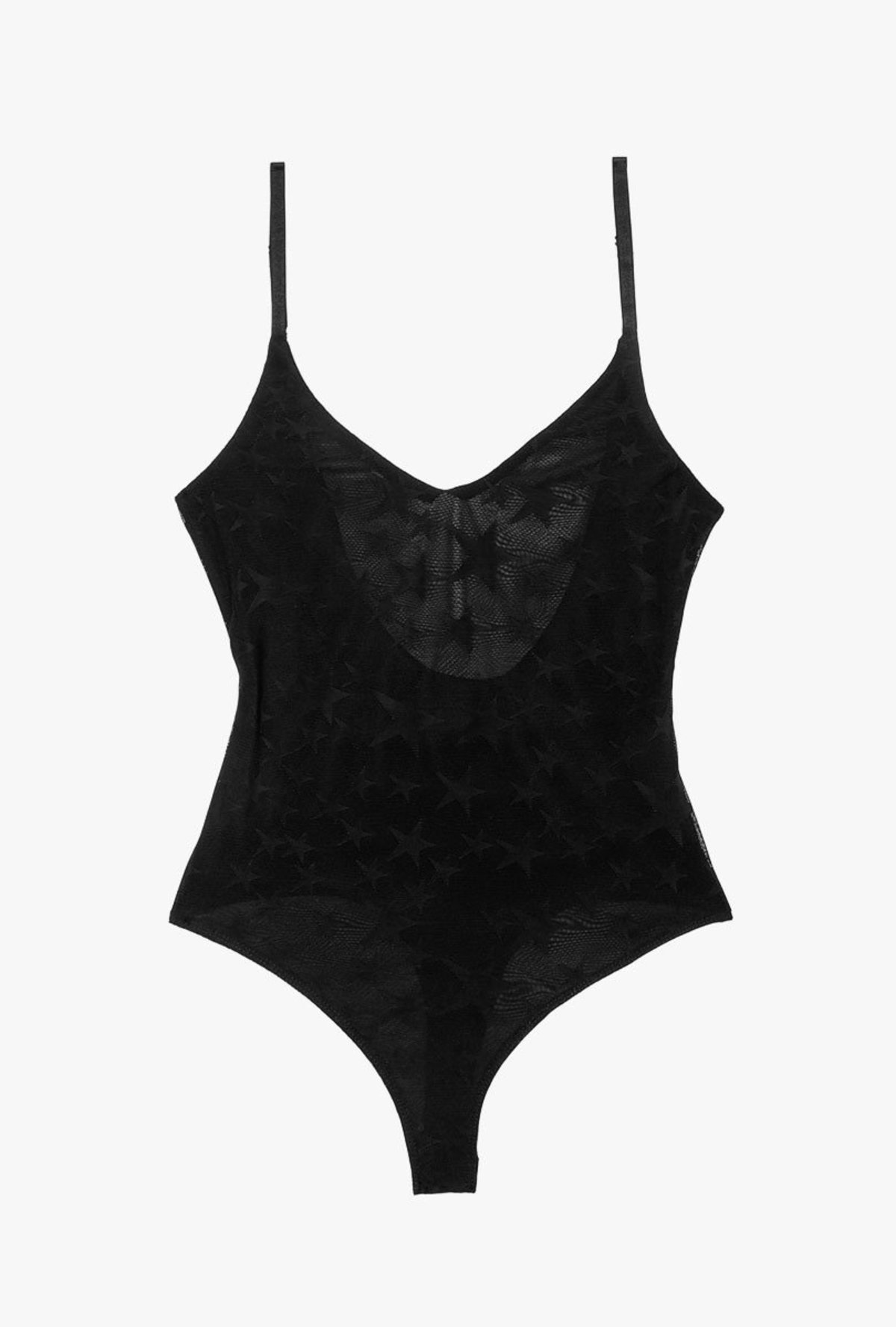 Azalea Star Sheer Strap Bodysuit - BLACK | Garmentory