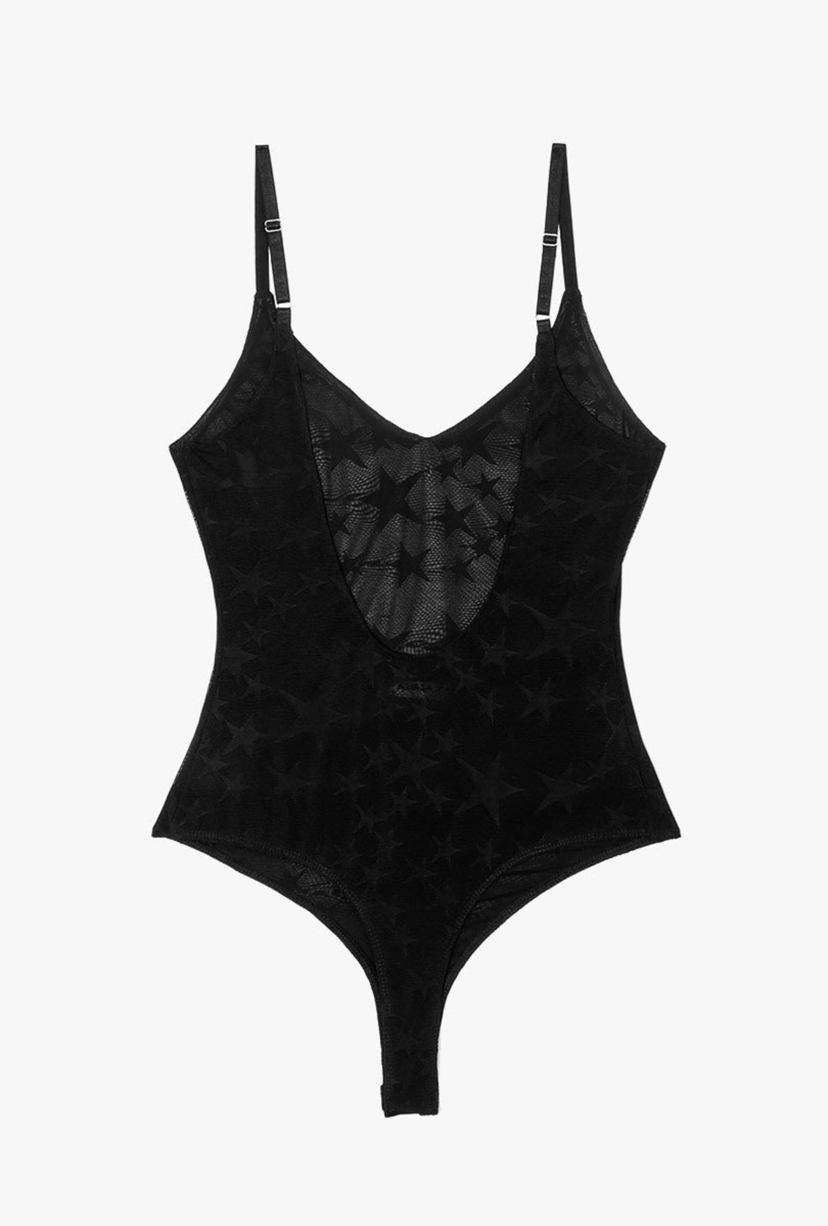 Azalea Star Sheer Strap Bodysuit - BLACK | Garmentory