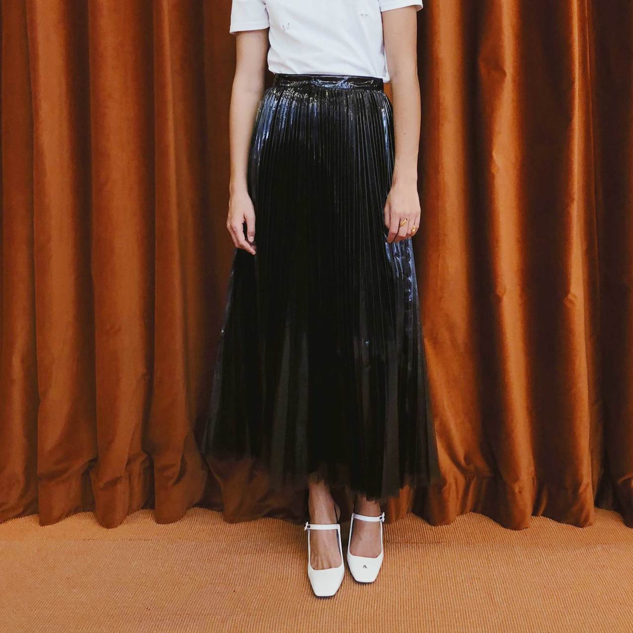 Priscavera Pleated PVC Maxi Skirt | Garmentory