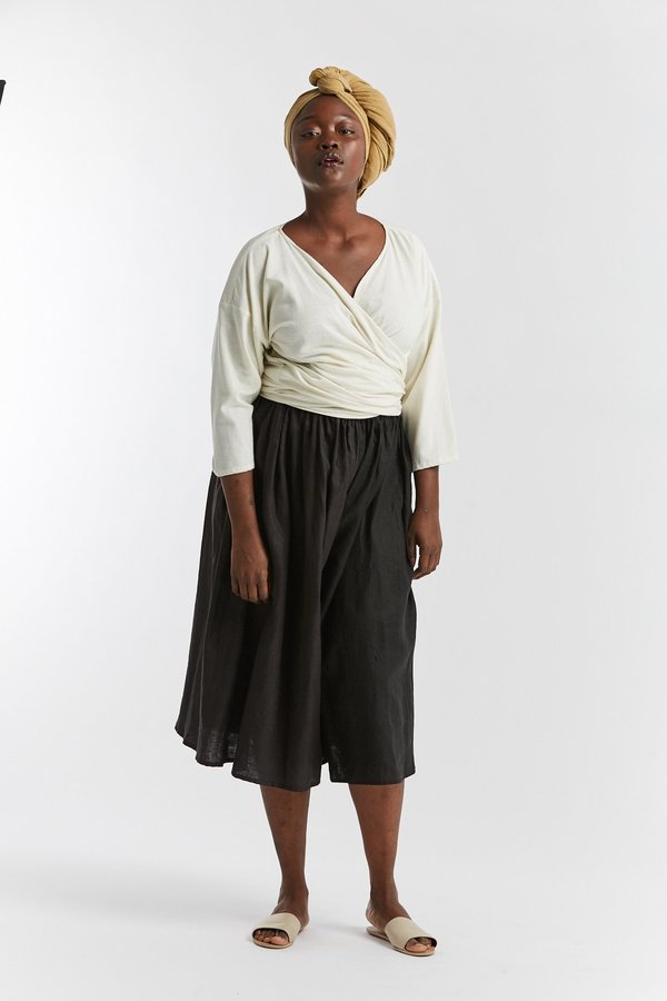 Miranda Bennett Silk Noil Wrap Top - natural | Garmentory