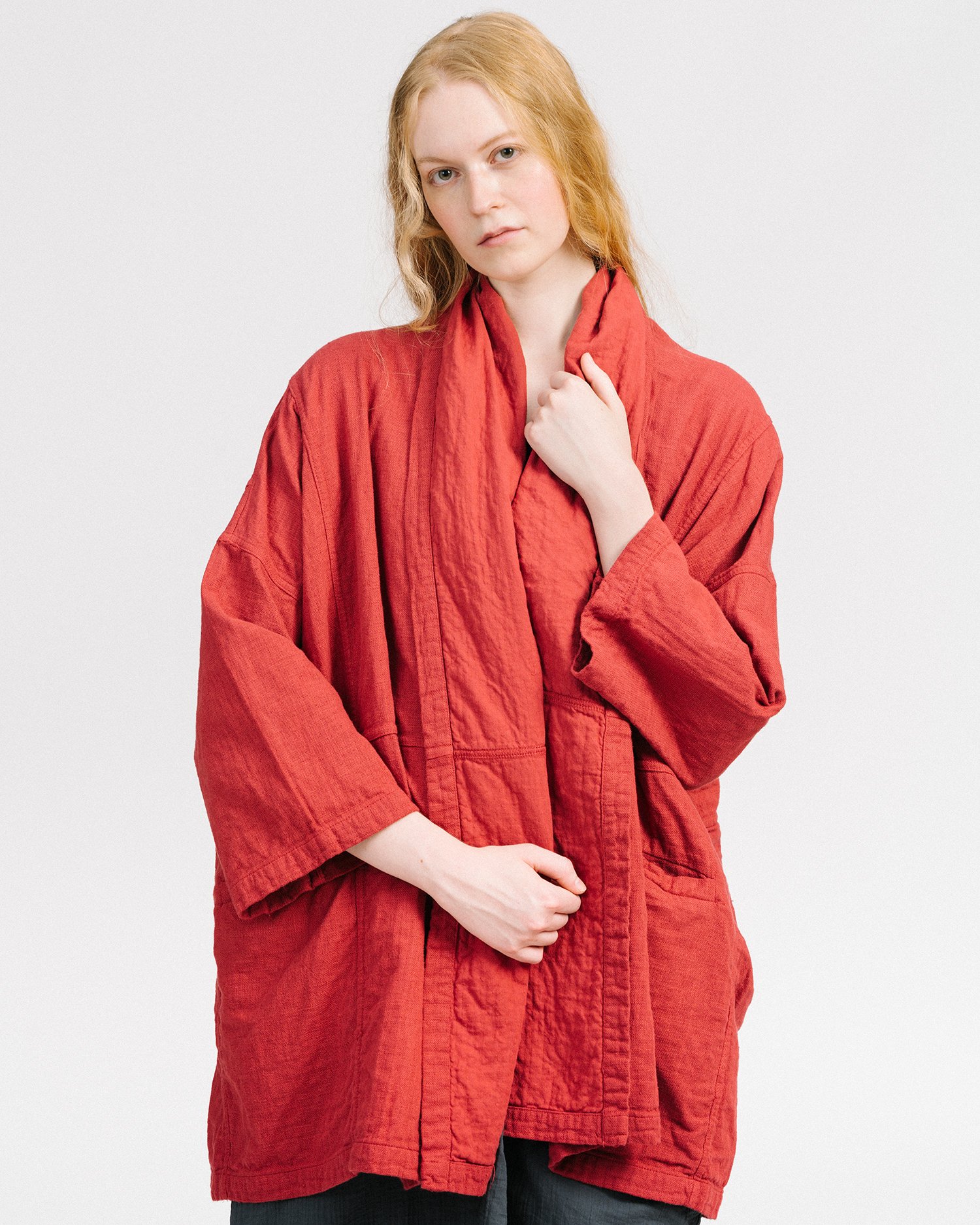 Atelier Delphine Haori Coat - Mahogany Red | Garmentory