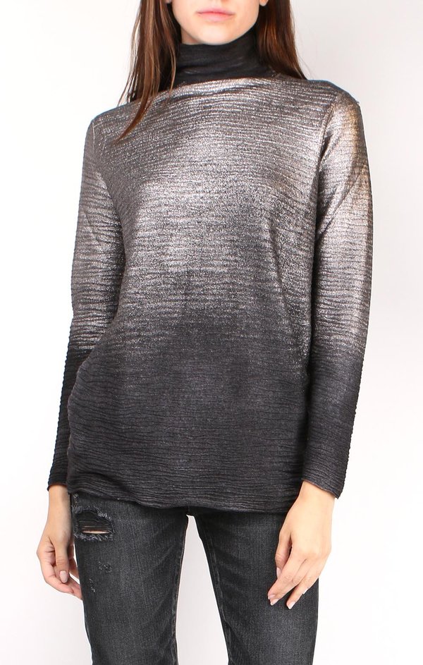 Avant Toi Metallic Turtleneck - Black/Silver | Garmentory