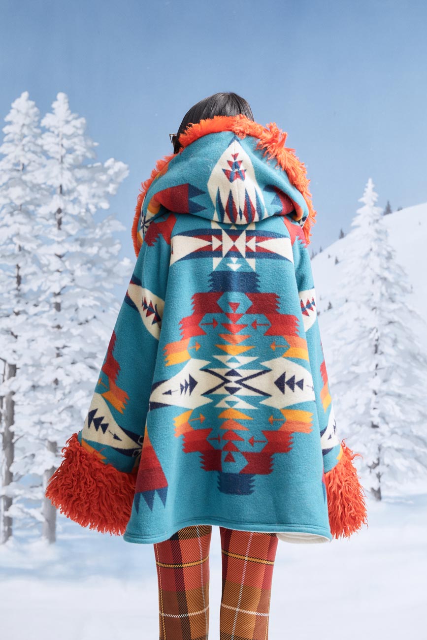 Lindsey Thornburg + Pendleton Tucson Shearling Turquoise Trench Cloak ...