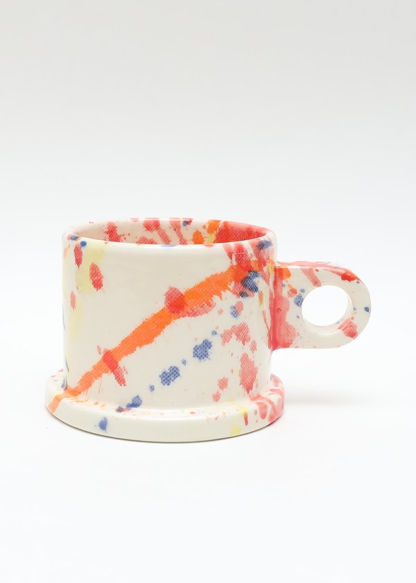 Echo Park Pottery Short Orange Splatter Mug - Circle Handle | Garmentory
